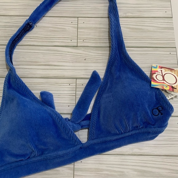 OP | Swim | Vintage Op Bikini Top Blue Cordurroy Sz M No Bottom | Poshmark